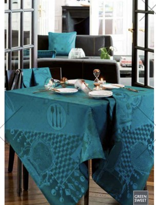 NWT GARNIER THIEBAUT Entre Amis Deep Teal Tablecloth | eBay