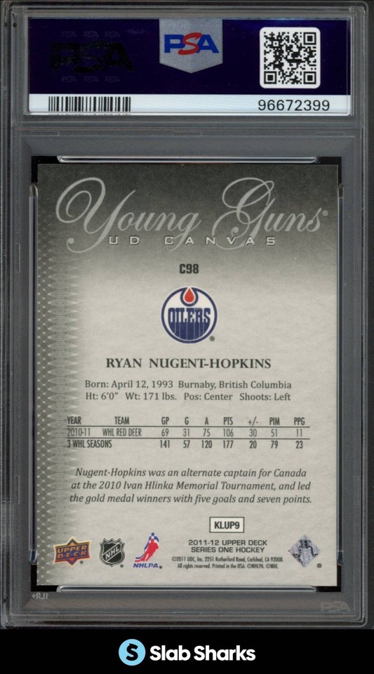 2011 UPPER DECK #C98 RYAN NUGENT-HOPKINS UD CANVAS YOUNG GUNS ROOKIE RC ...