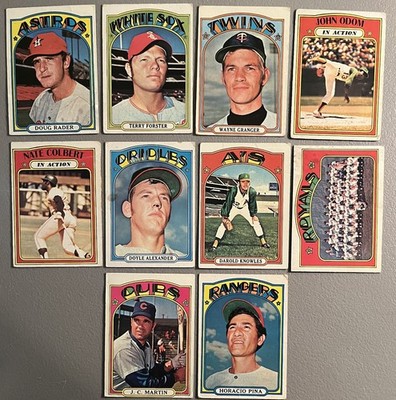 Lot of 10 Different 1972 Topps Baseball Semi-High Numbers - lower grade ...