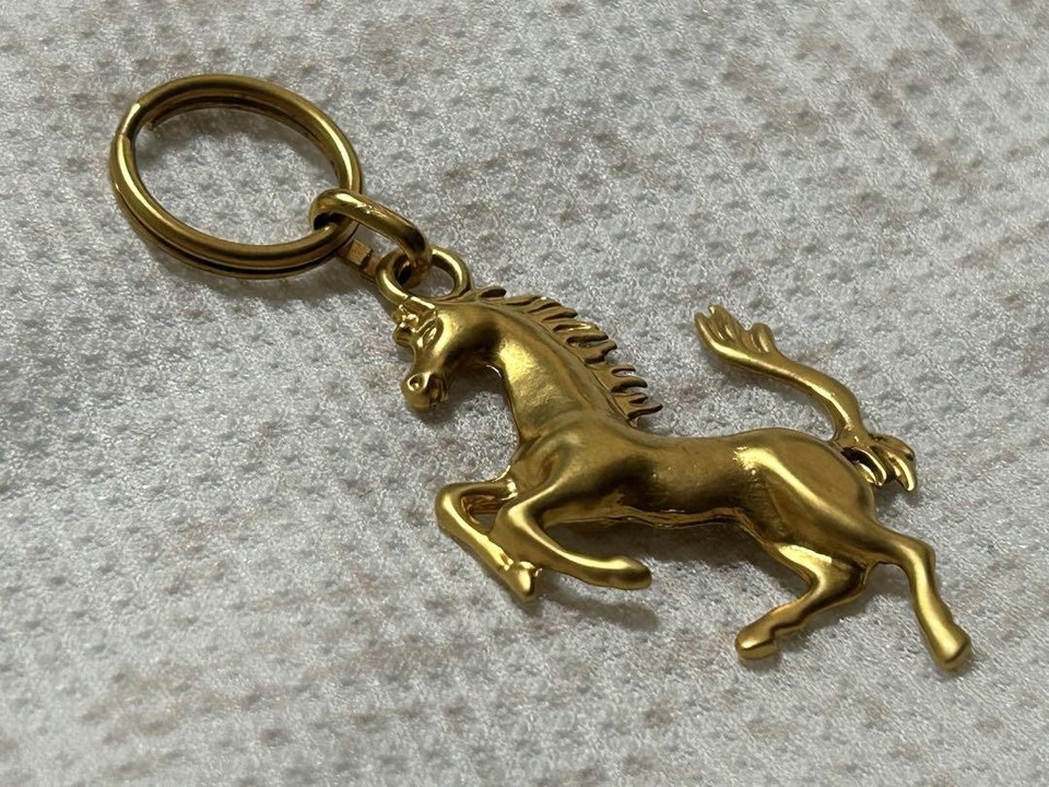 Ferrari Horse-Shaped Keychain Gold Plated Twisted Ring Rare Collectible ...