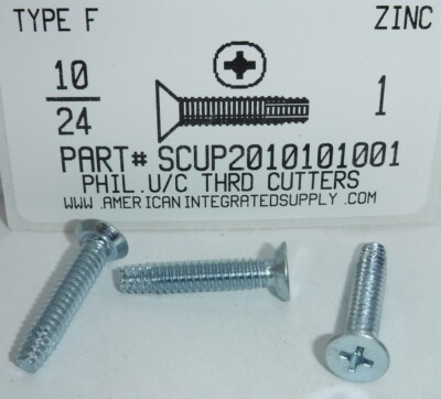 #10-24x1" Undercut Flat Ph Thread Cutting Screws Type F Steel Zinc ...