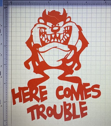 "Here Comes Trouble" Tasmanian Devil Vinyl Sticker (More Colors ...