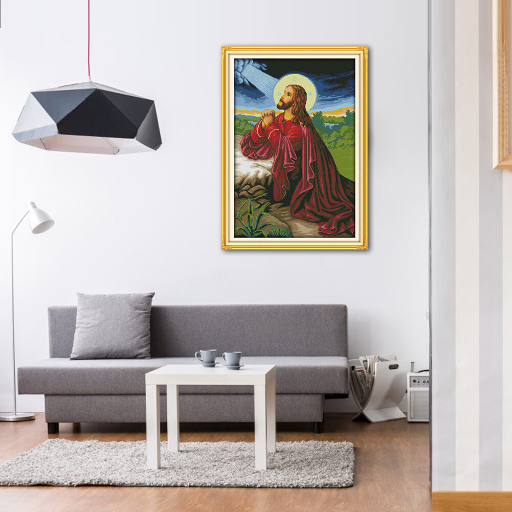 14CT Stamped Cotton DIY Jesus Cross Stitch Kits Embroidery Crafts (R813 ...