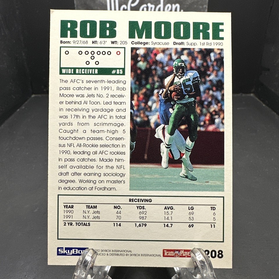 1992 Skybox Impact Rob Moore #208 New York Jets | eBay