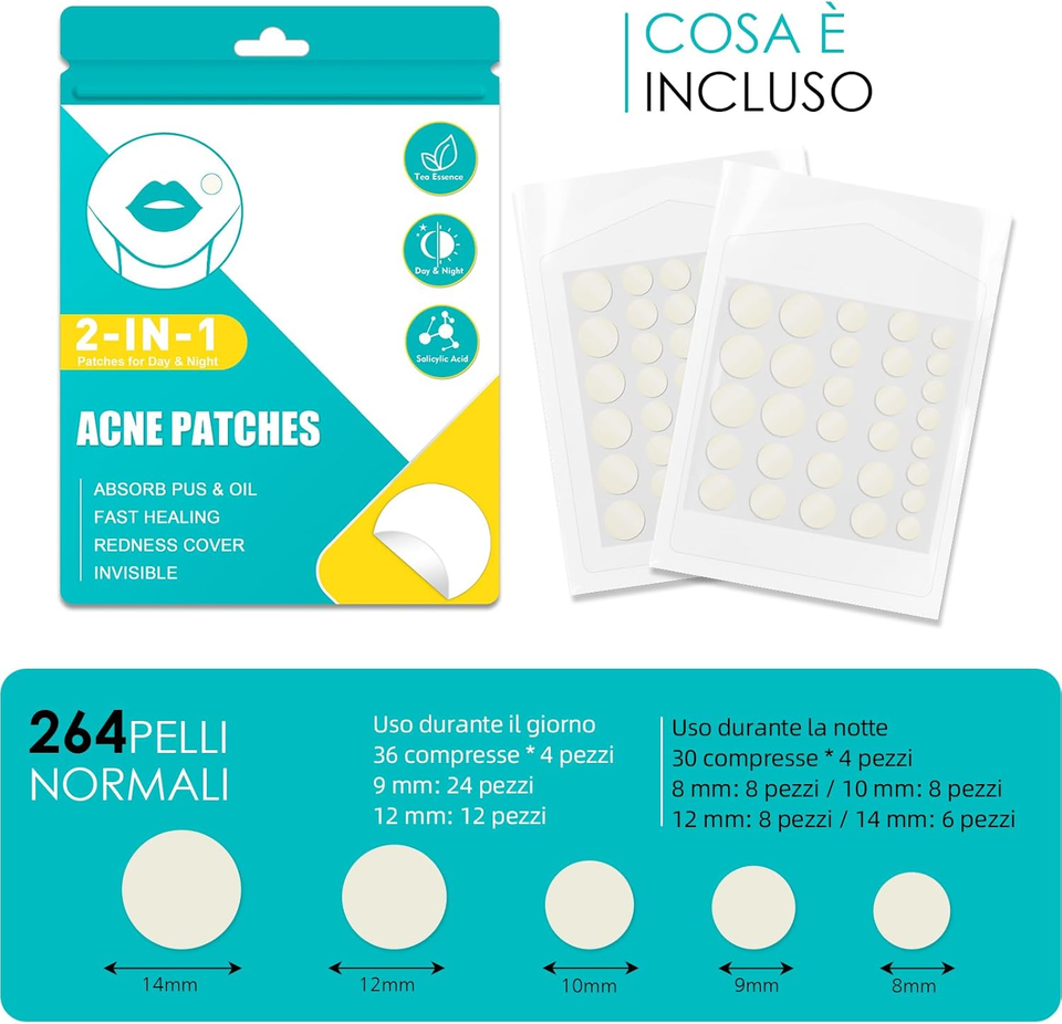 264 Pezzi Patch Brufoli Pimple Patch Cerotti Brufoli Acne Patch Idrocolloidi Tra | eBay