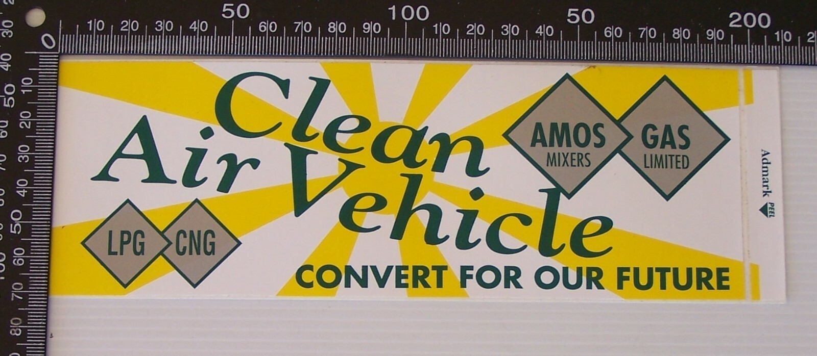 VINTAGE CLEAN AIR VEHICLE LPG CNG AMOS GAS AUSTRALIA CAR BUMPER PROMO ...