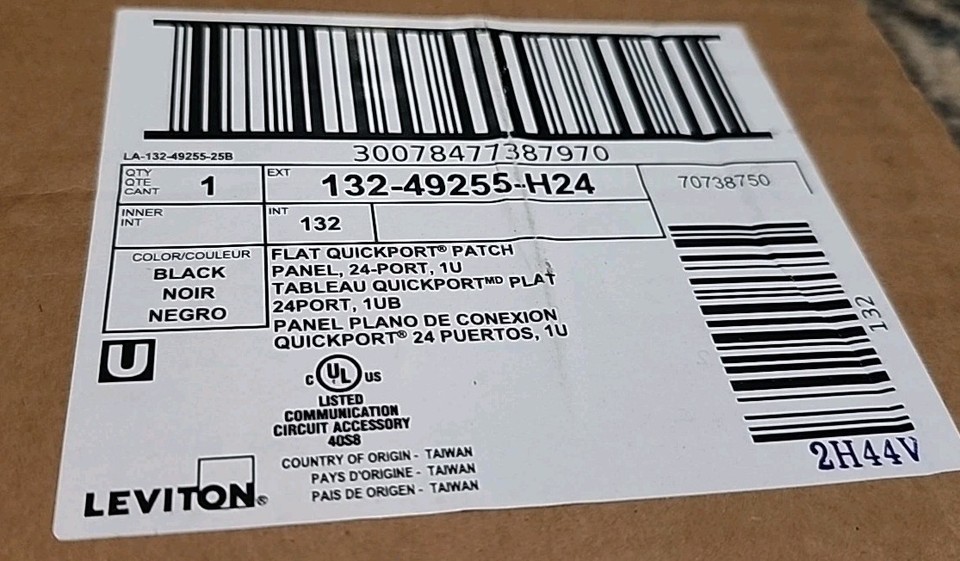 Leviton 132-49255-H24 QuickPort Patch Panel 24-Port 1RU Cable ...