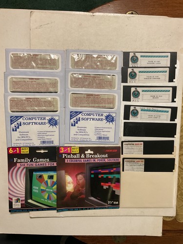 14 Vintage Computer games - 3 1/2 & 5 1/2 discs - poker, agent, pinball, Sherloc | eBay