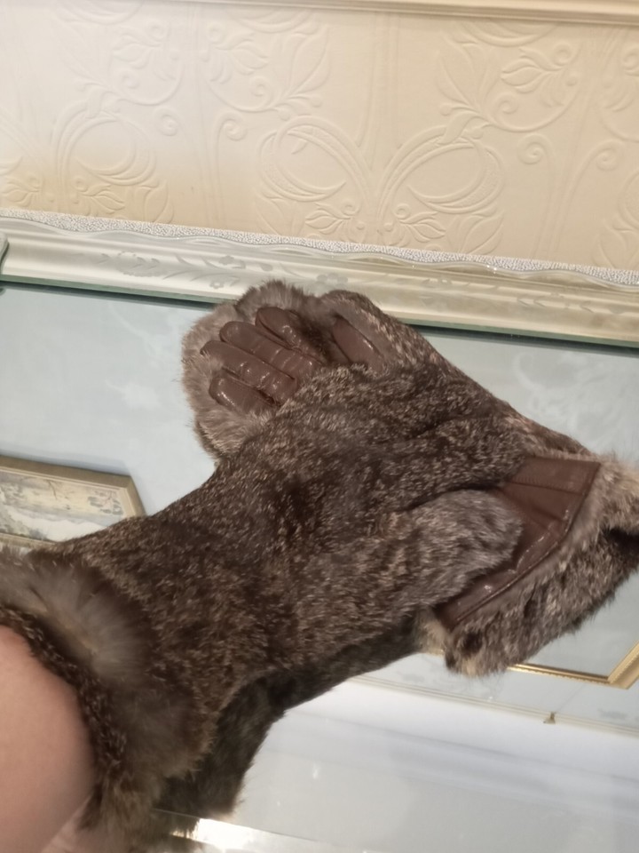 Vintage 1940s Leather And Rabbit Fur Gauntlet Gloves | eBay