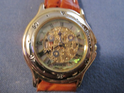 H 493 mans stainless steel & gold plate UNITRON see-thru quartz watch ...