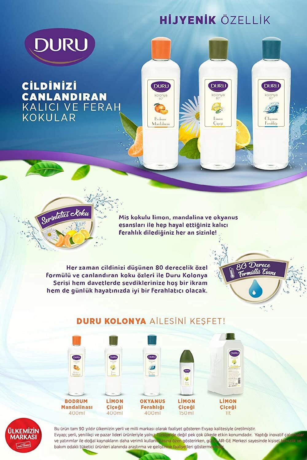 2 x DURU TURKISH LEMON COLOGNE AFTERSHAVE TRADITIONAL BARBER KOLONYA ...