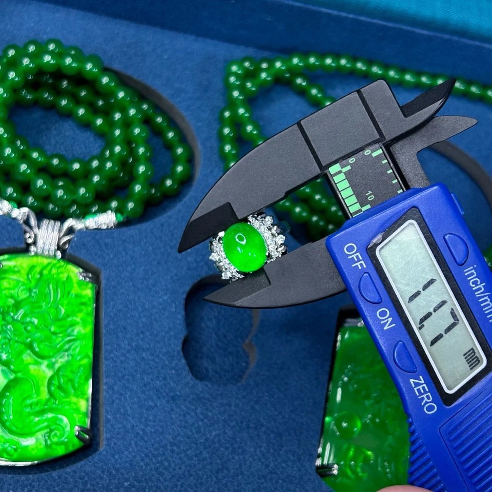 Real Natural Ice Green Jade Jadeite dragon amulet Pendant&Necklaces ...