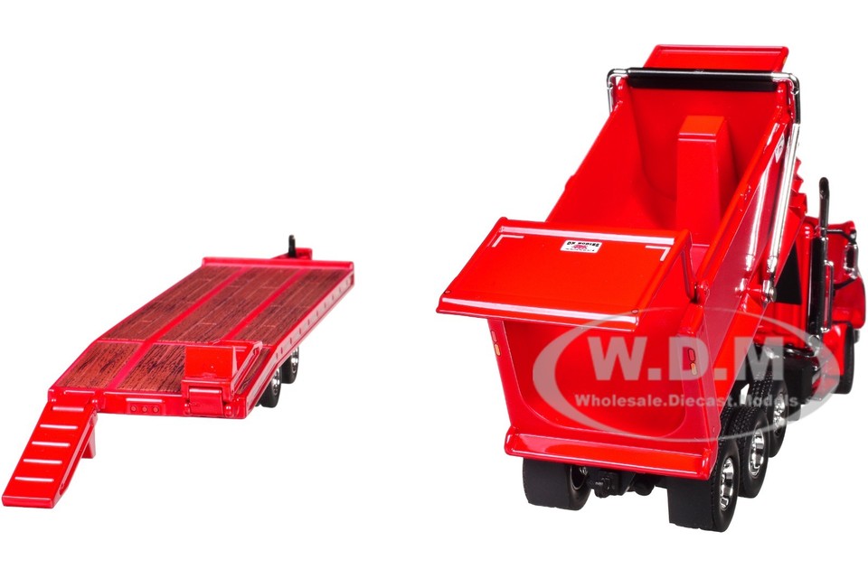 WESTERN STAR 49X W/DUMP BODY & TRAILER VIPER RED 1/64 BY DCP/FIRST GEAR ...