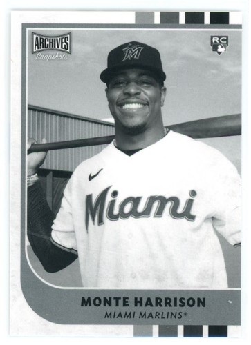 2021 Topps Archives Snapshots Black & White Monte Harrison RC Miami ...