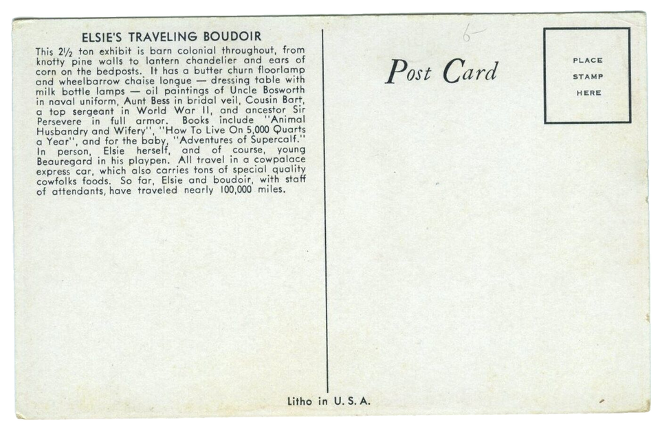 Elsie the Cow's Traveling Boudoir & Beauregard Borden Co. Advertising ...