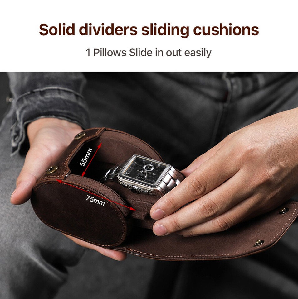 Vintage Watch Roll Case Genuine Leather Watch Display Box Travel ...