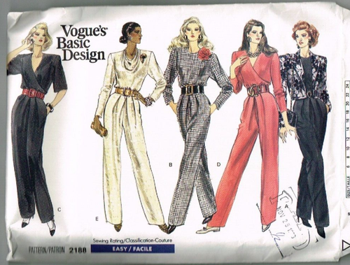 Vogue 2188 Basic Design Pattern 1980's Jumpsuit Jacket Size 8 10 12 ...