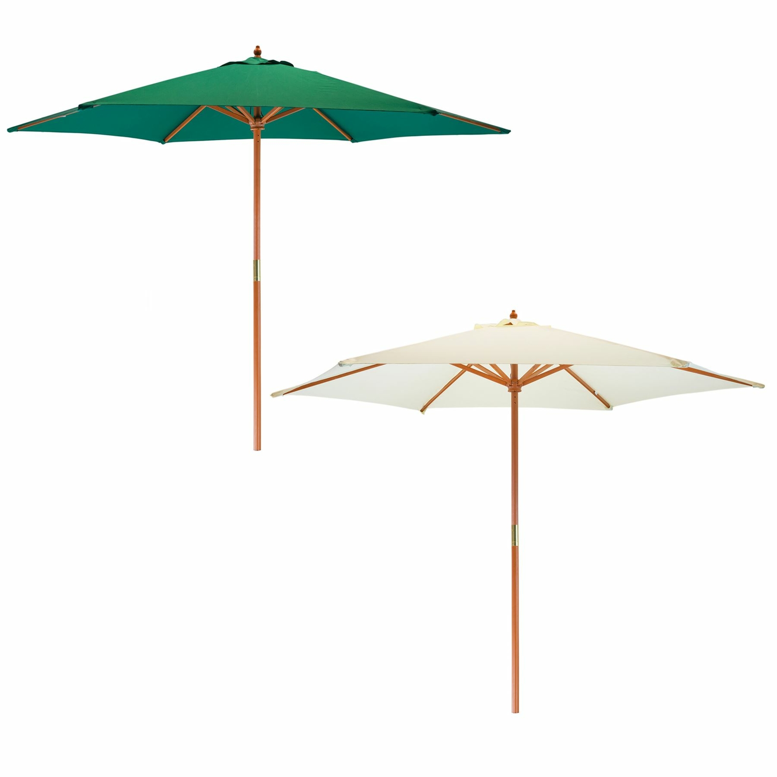 Garden Patio Parasol Umbrella Hardwood Frame 2.7m Outdoor Beach Sun ...