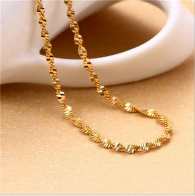 16-30" 1PCS Jewelry 18K Yellow Gold GF Chain Double Water Wave Necklace ...