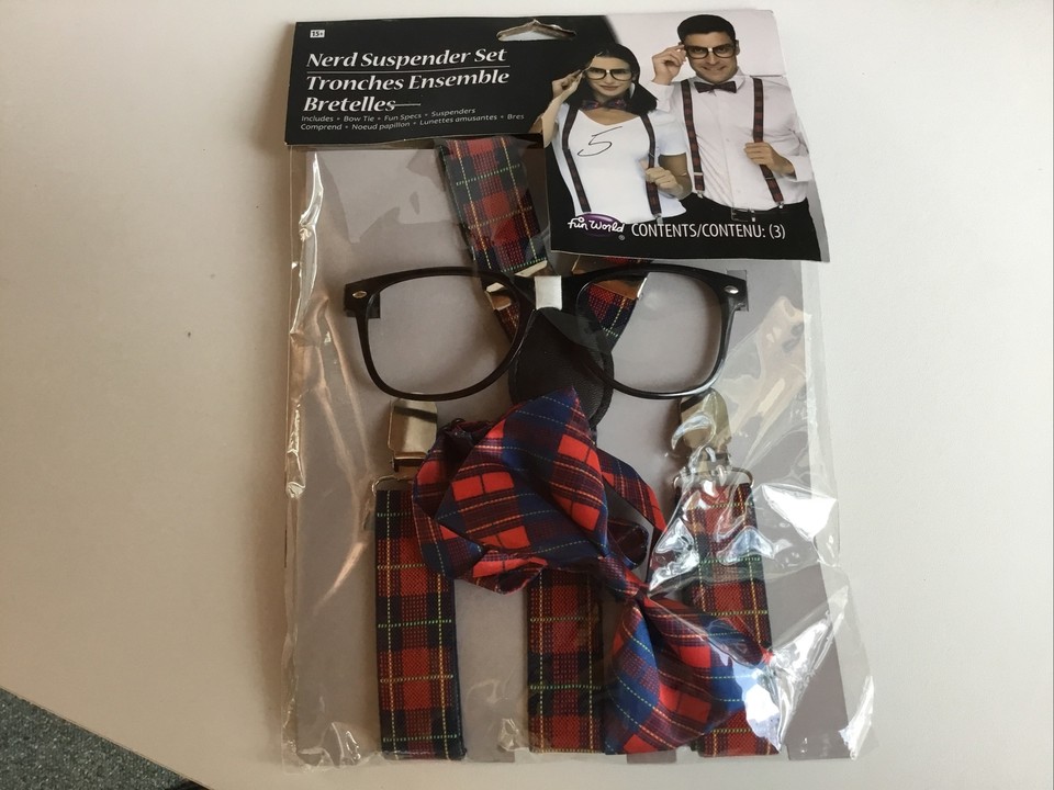 Fun World Nerd Suspender Set Halloween costume Accessories Cosplay NWT ...