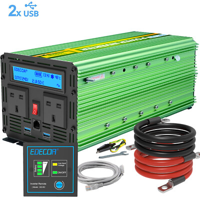 EDECOA Power Inverter 12V to 240V 3000W 6000W Converter Remote LCD UK ...
