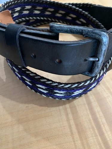 Will Leathergoods Genuine full grain Leather Black woven belt USA Size ...