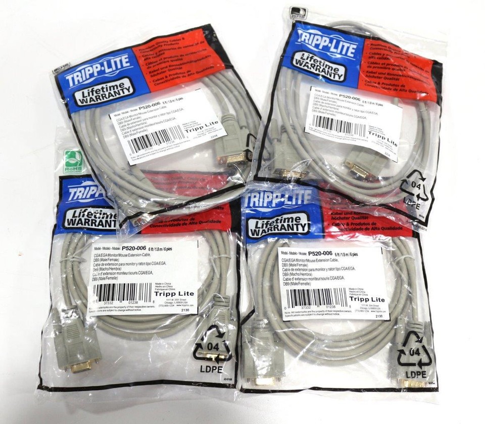 Tripp Lite P520-006 CGA/EGA Monitor/Mouse Ext. Cable, DB9 - 6 Ft ...