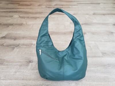 Green leather hobo bag slouchy purse unique handmade handbags Alicia | eBay