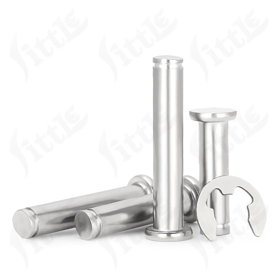 304 Stainless Steel Flat Head Grooved Pin With Retaining Ring M3 M4 M5 ...