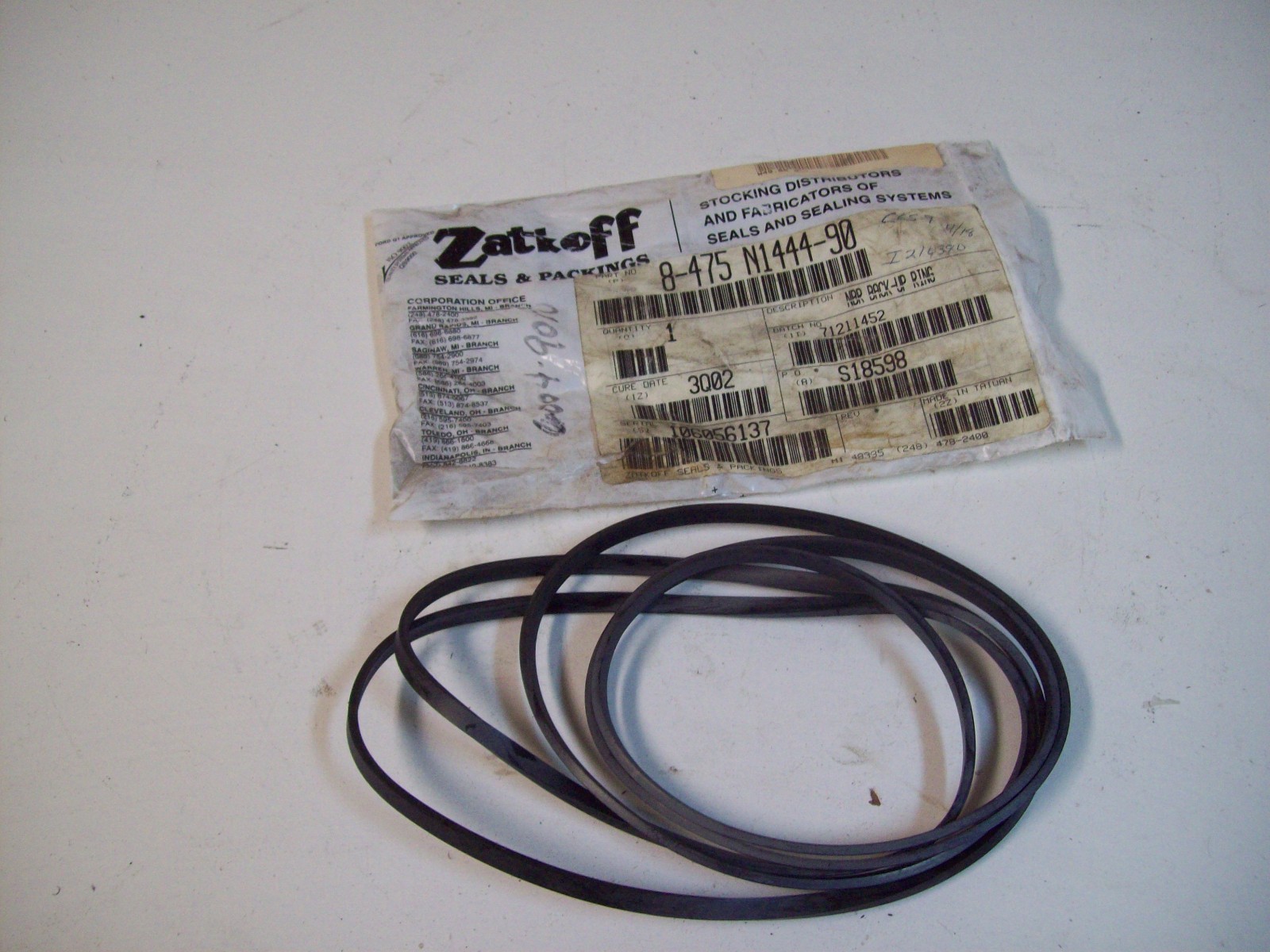 ZATKOFF 8-475 N1444-90 PARBACK BACKUP RING SEAL - NEW - FREE SHIPPING ...