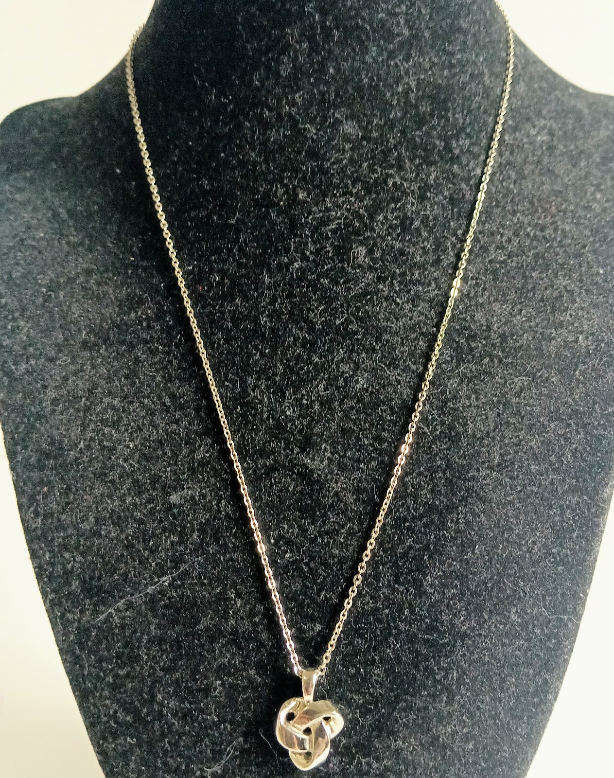 Dainty Silver Plated Love Knot Pendant Necklace Marked SN in Diamond ...