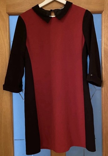 F&F Red Black Shift Dress Collar 3/4 Sleeves - Size 12 | eBay