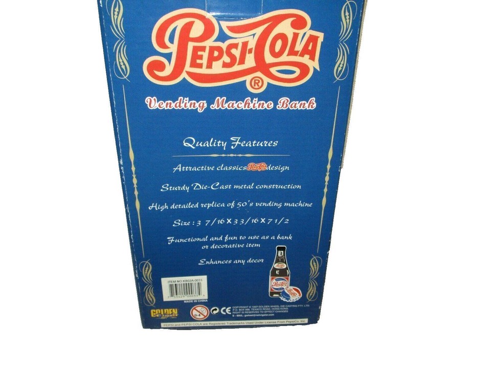 Golden Pepsi Vending Machine Die Cast Bank Celebrating 100 years of ...