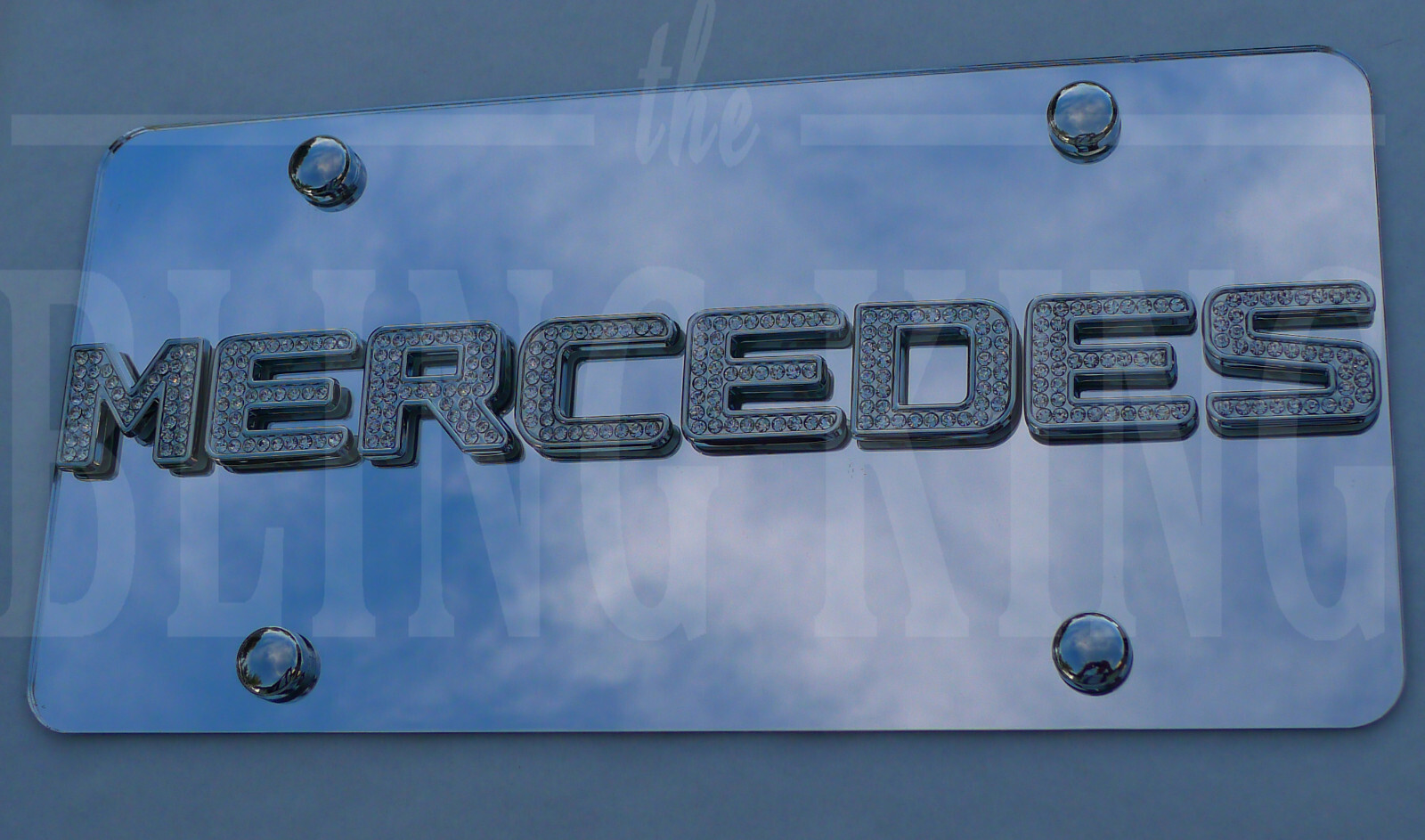 Mercedes Benz Chrome License Plate Tag w/ Swarovski Iced Out Crystal ...