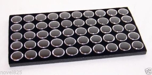 New 50 Black Foam Gem Jars Gemstone Jewelry Storage Display Tray Insert ...