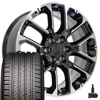 Machined RPO SRV 22 inch Rims TPMS & Goodyear Tires Set Fit Cadillac ...