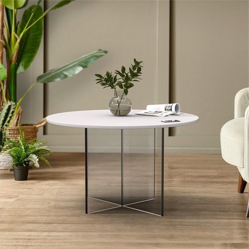 LeisureMod Valore 28" Side Table with MDF Round Top and Acrylic Base in ...