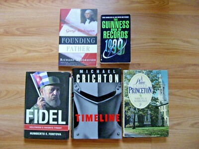 Lot of 5 Books & Novels Titles Vary: Guinness Records, Founding Fathers ...