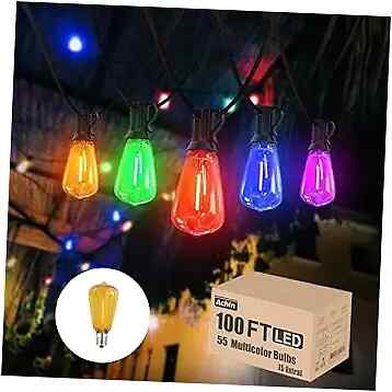 Colored Outdoor String Lights 100Ft LED Multicolor Patio Lights with ...