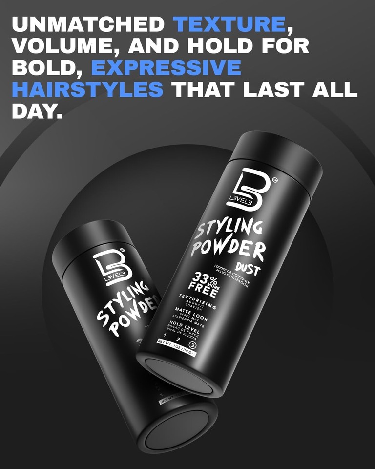 L3 Level 3 Styling Powder - Natural Look Mens Powder - Easy to Apply ...