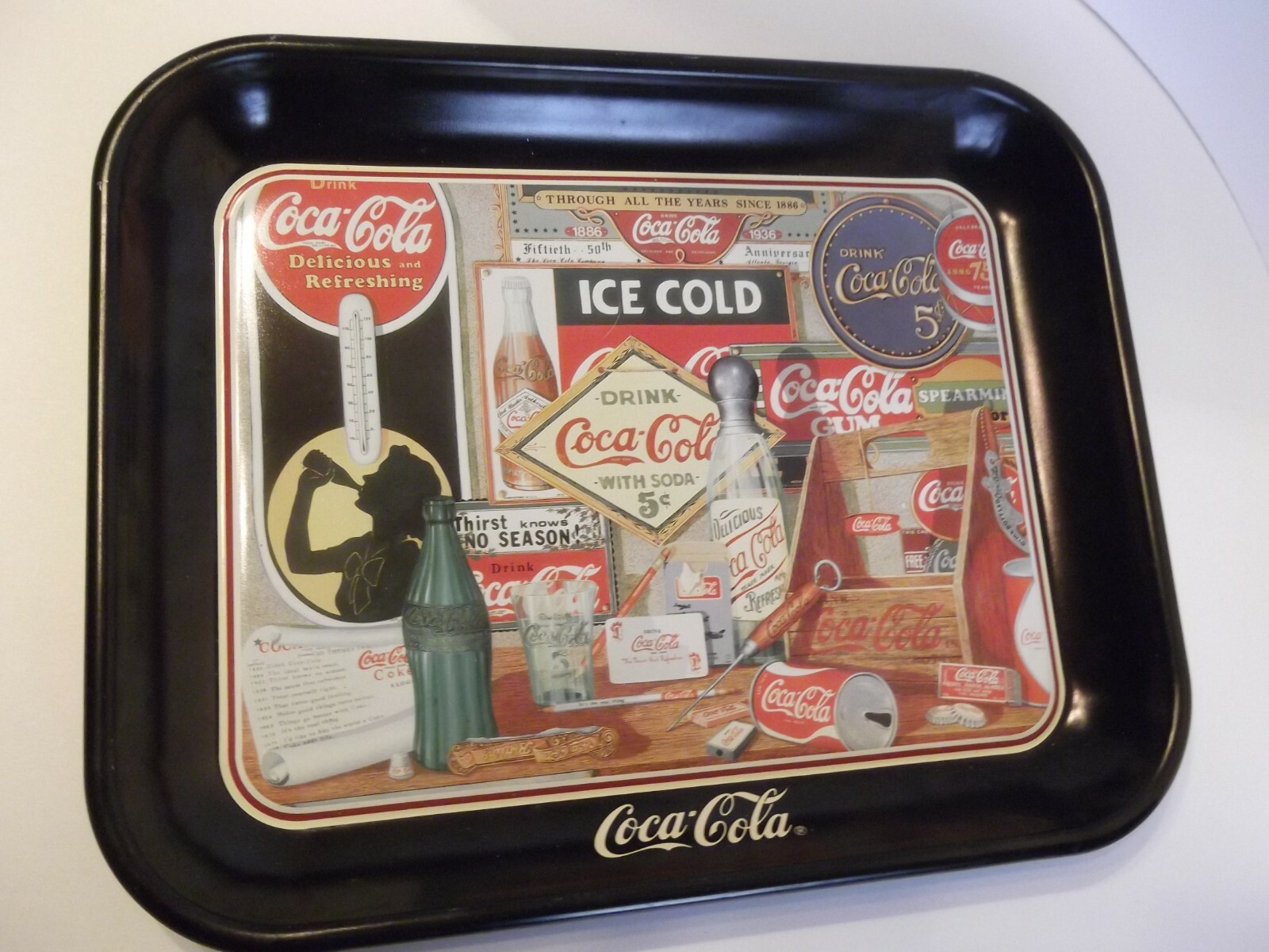 Coca Cola Rectangle Metal Tray "Through All the Years Since 1886" 1990 ...