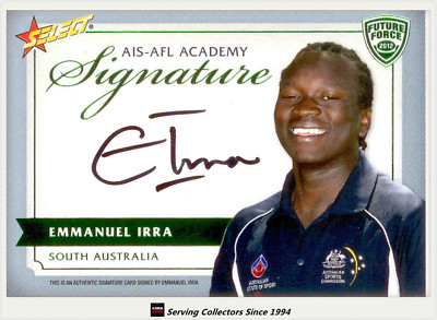 2012 Select AFL Future Force Black Signature Card FFS5 Emmanuel Irra ...