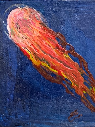 Jelly Fish Pour (Hand painted original paintings) 12x12 Acrylic small ...