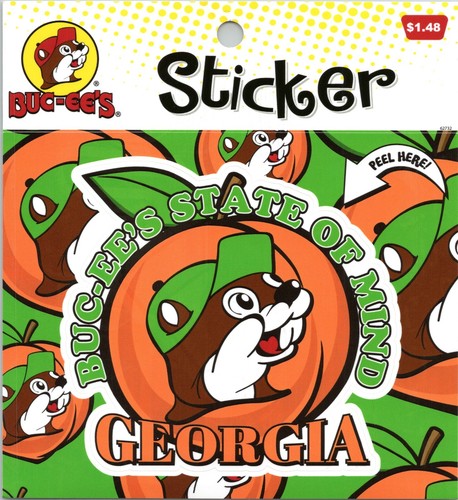 Buc-ees State of Mind - Georgia - Beaver Logo Peaches - 4x4 inch ...