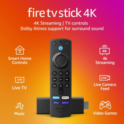 Amazon Fire Stick TV 4K Ultra HD Firestick Streaming Alexa Voice ...