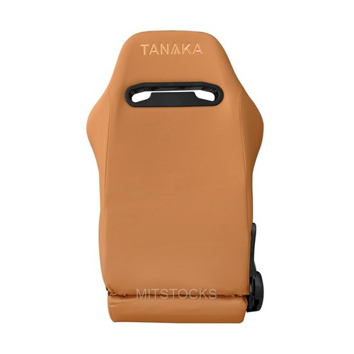 2 X TANAKA TAN PVC LEATHER RACING SEATS RECLINABLE + SLIDERS FITS FOR ...