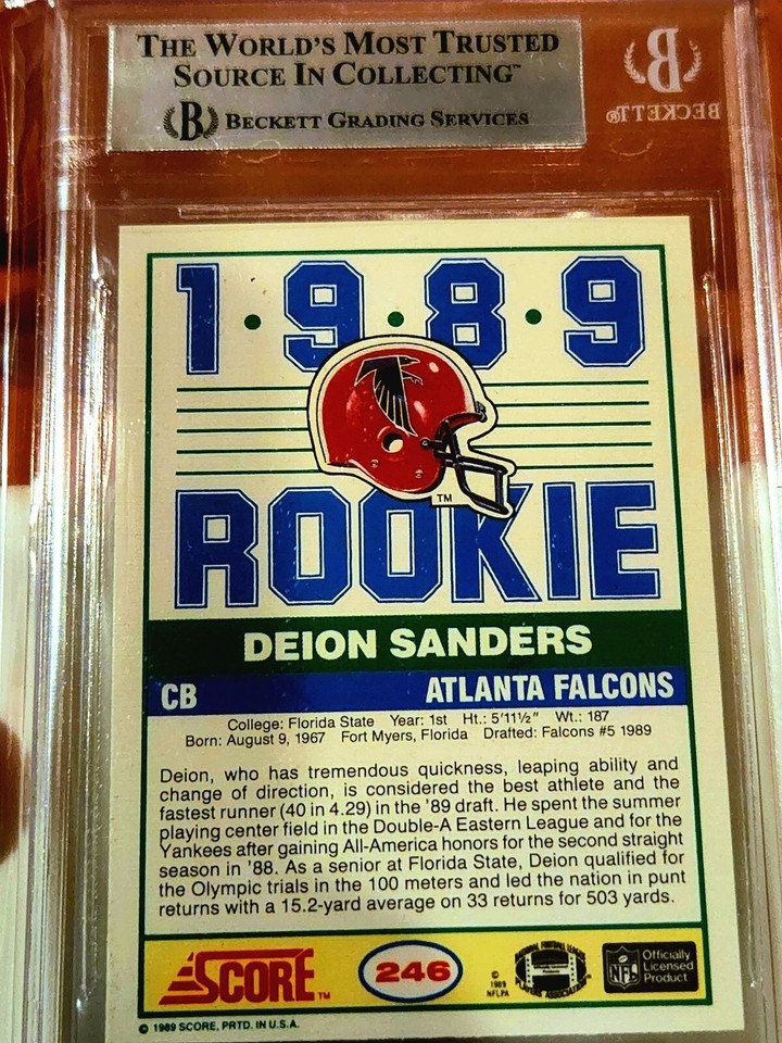 1989 Score Deion Sanders Rookie Card #246 BGS 9 MINT RC Deion HOF | eBay
