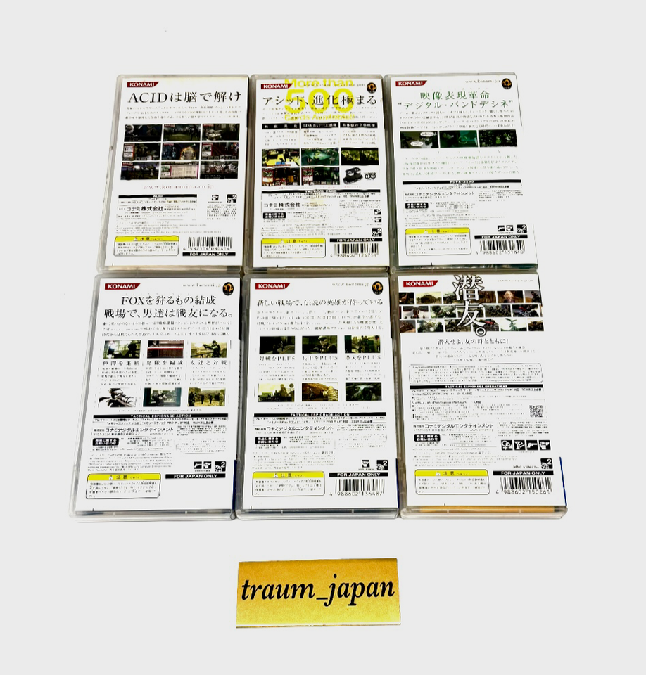 Lot 6 Metal Gear Solid PSP Sony Ops Plus Peace Walker Acid Bande Set ...