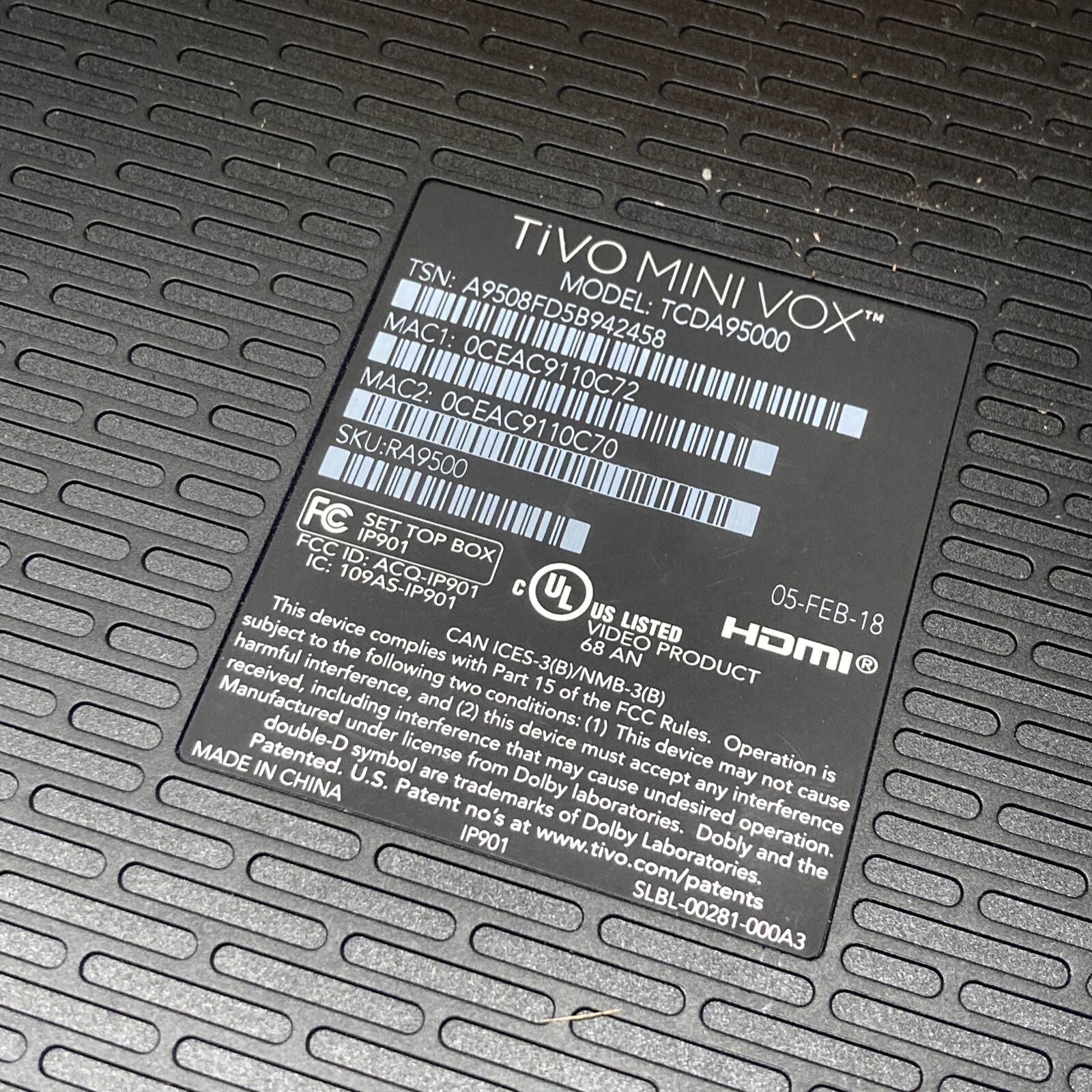 TiVo MINI VOX Streaming Media Player 4K UHD Voice Remote Lifetime ...