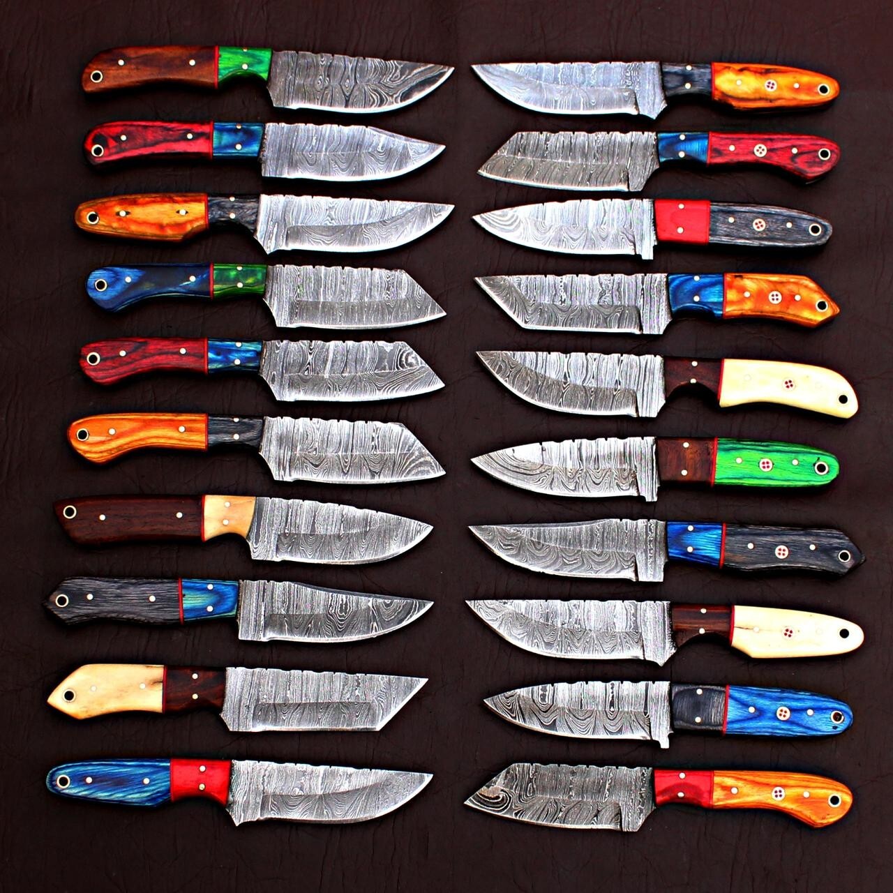 MIX LOT OF 20 PCS CUSTOM HANDMADE DAMASCUS STEEL SKINNER KNIVES ...